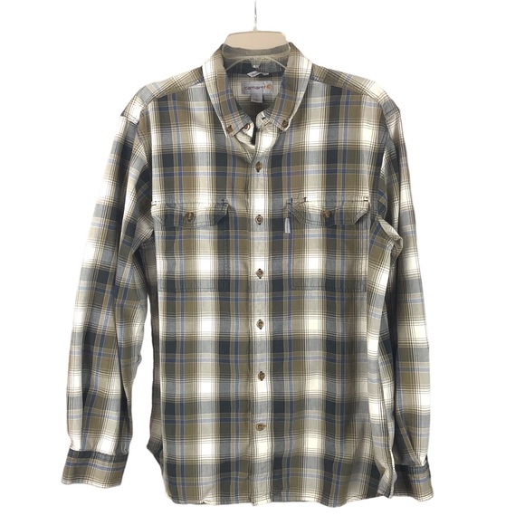 Carhartt | Shirts | Mens Carhartt Fort Plaid Chambray Army Green ...